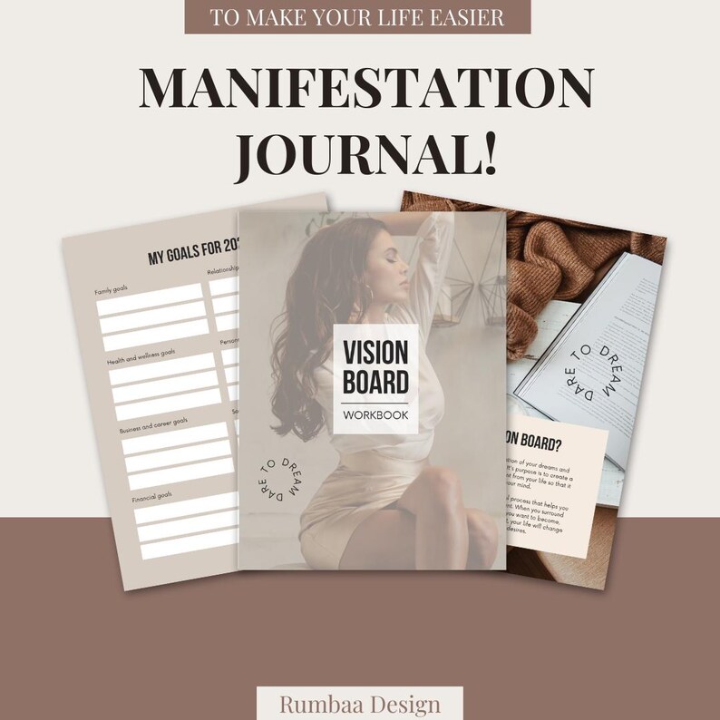Vision Board Workbook, Goal Setting Journal, Law of Attraction Planner ...