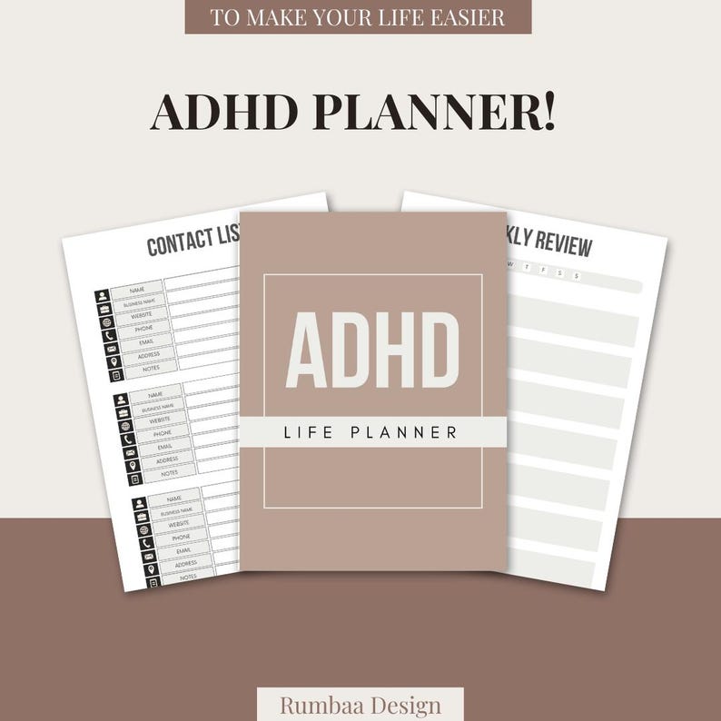 ADHD Life Planner, Daily Routine Organizer, Focus Planner, Productivity ...