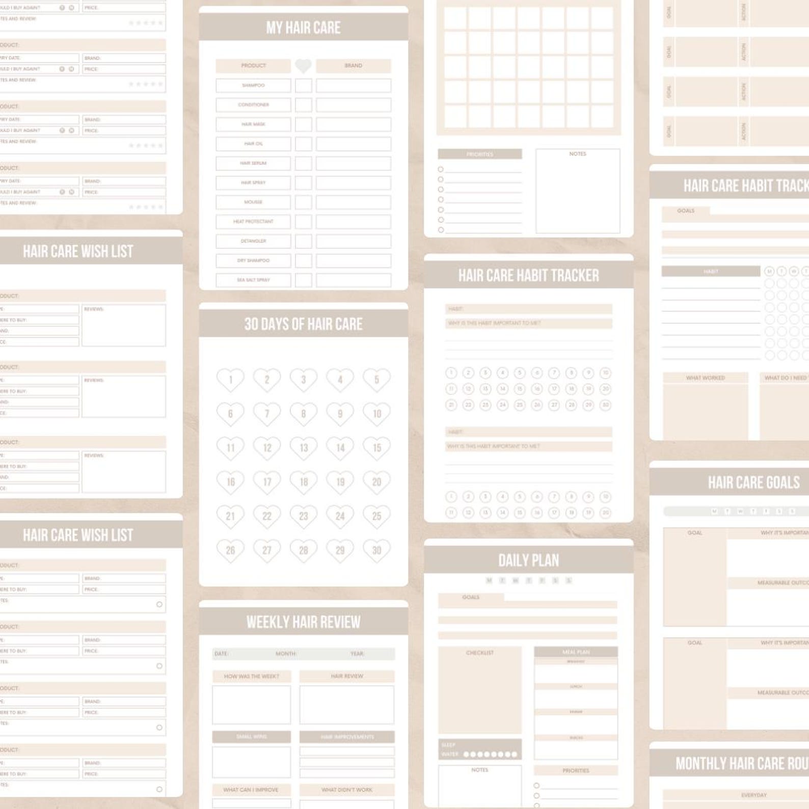 Hair Care Planner, Hair Routine Tracker, Printable Hair Planner ...