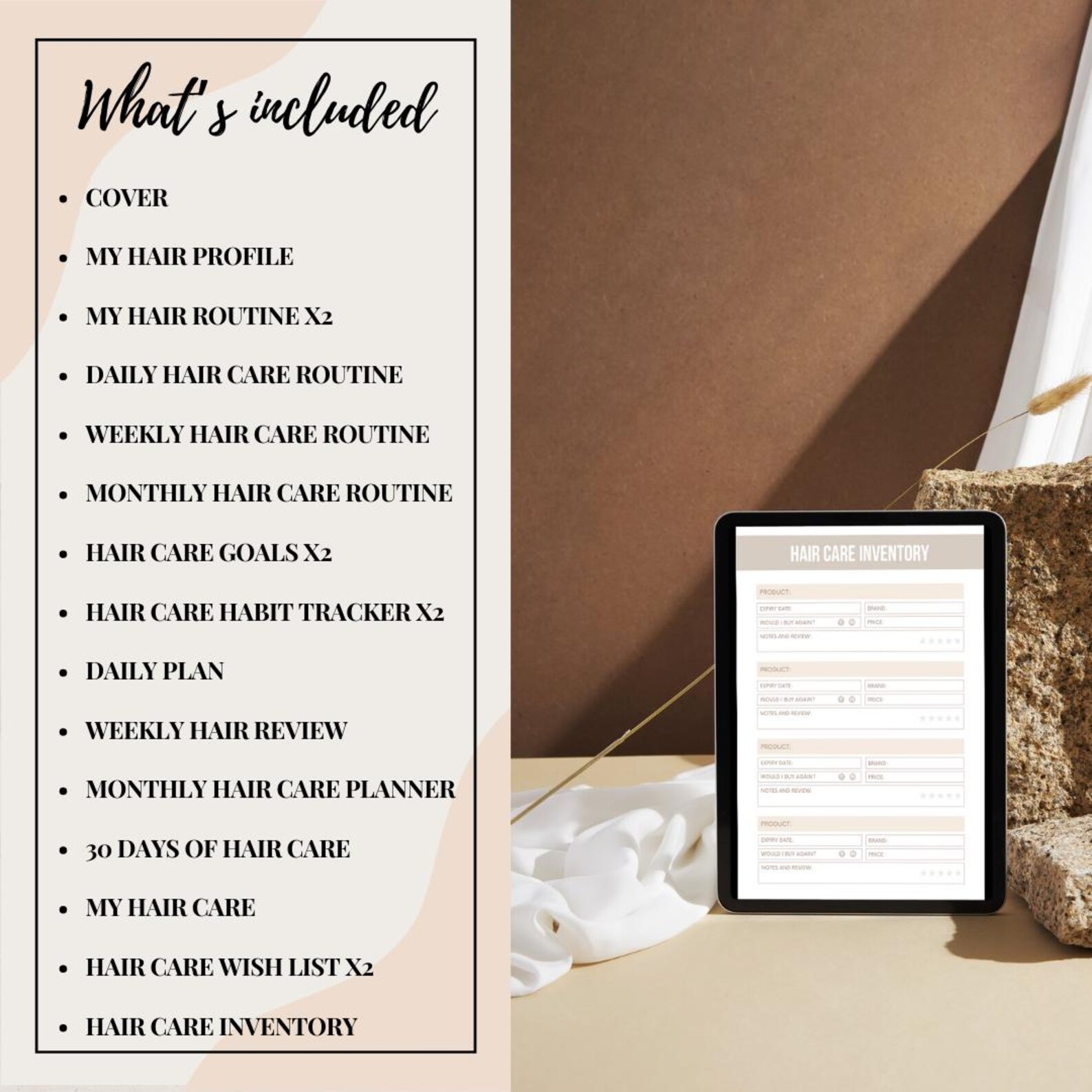 Hair Care Planner, Hair Routine Tracker, Printable Hair Planner ...