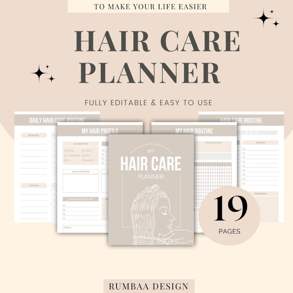 Hair Care Planner, Hair Routine Tracker, Printable Hair Planner ...