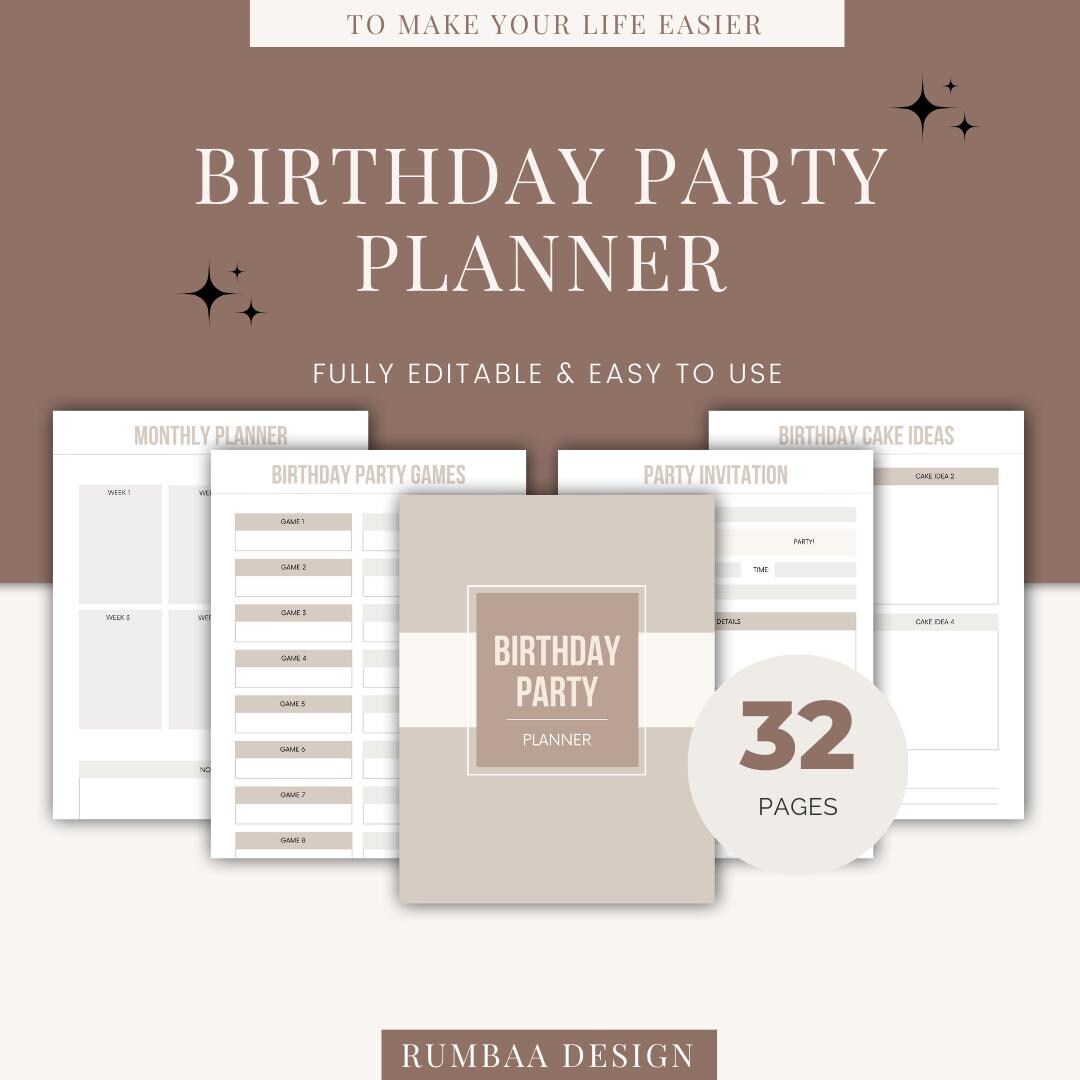 Birthday Planner Printable | Event Organizer | Party Planner | Event ...