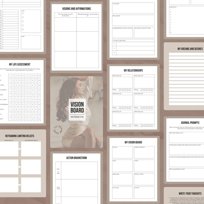 Vision Board Workbook, Goal Setting Journal, Law of Attraction Planner ...