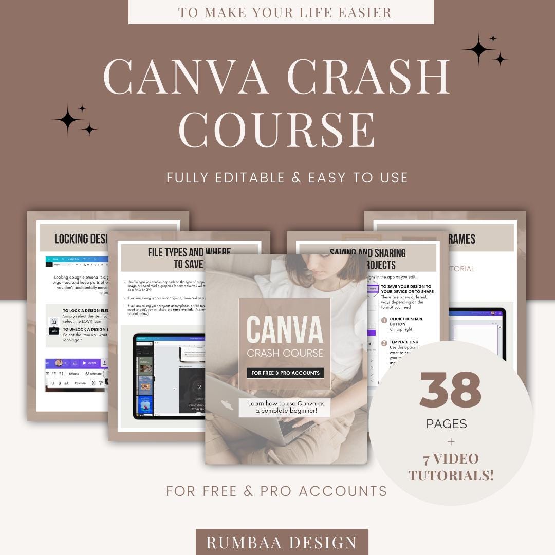 Canva Crash Course Including Video Tutorials Done for You Canva Guide ...