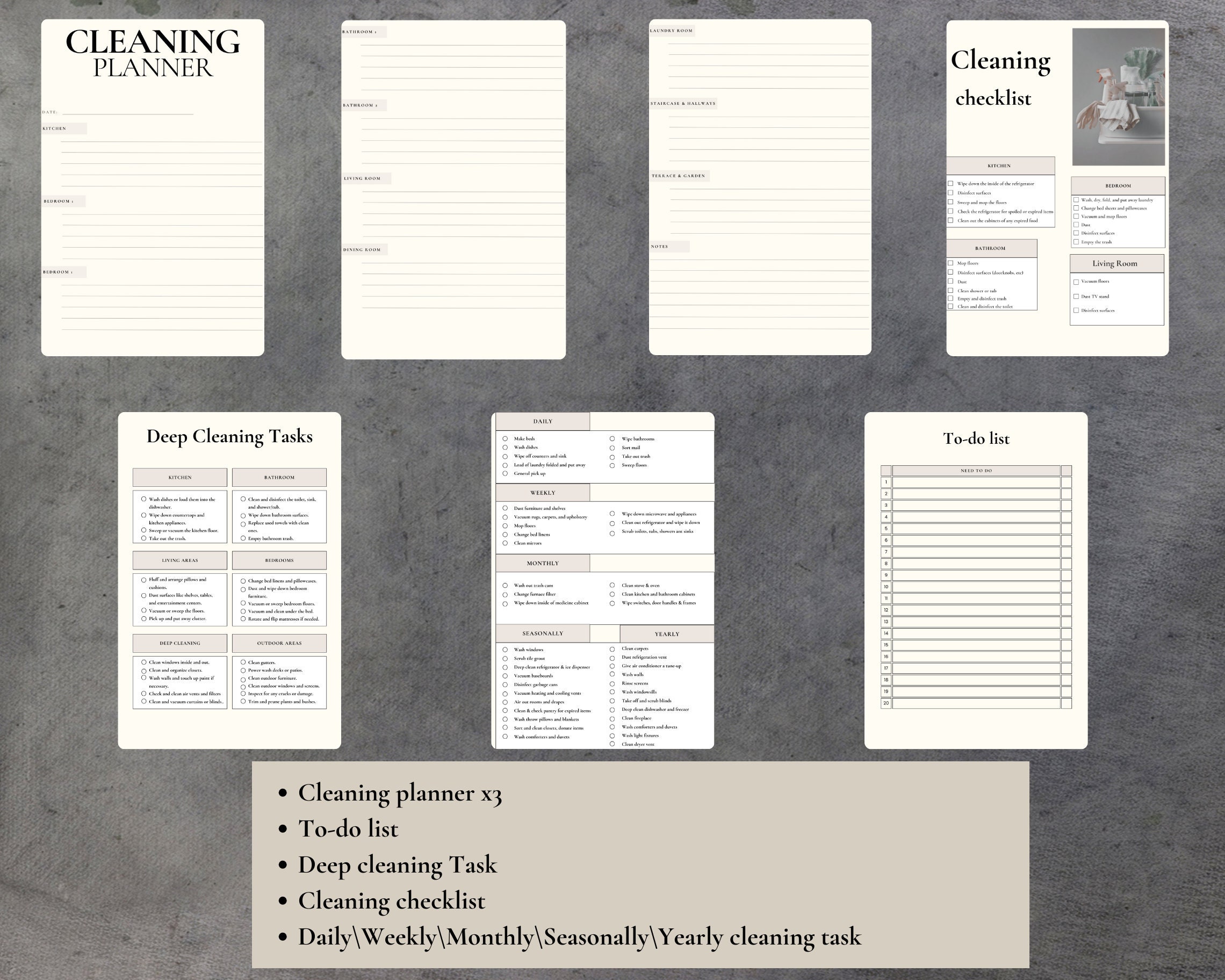 Cleaning Planner, Cleaning Checklist, Cleaning Schedule To-do List ...