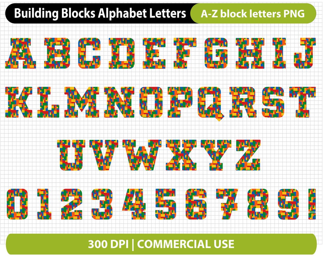 A-Z Block Letters PNG ~ Building Blocks Alphabet Letters PNG ~ Primary ...