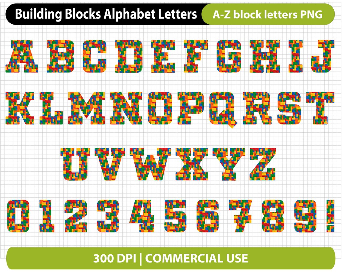 A-Z Block Letters PNG ~ Building Blocks Alphabet Letters PNG ~ Primary ...