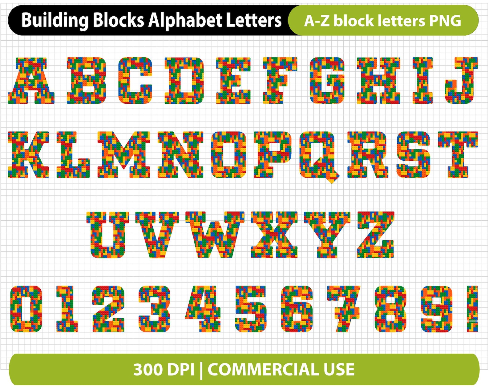 A-Z Block Letters PNG ~ Building Blocks Alphabet Letters PNG ~ Primary ...