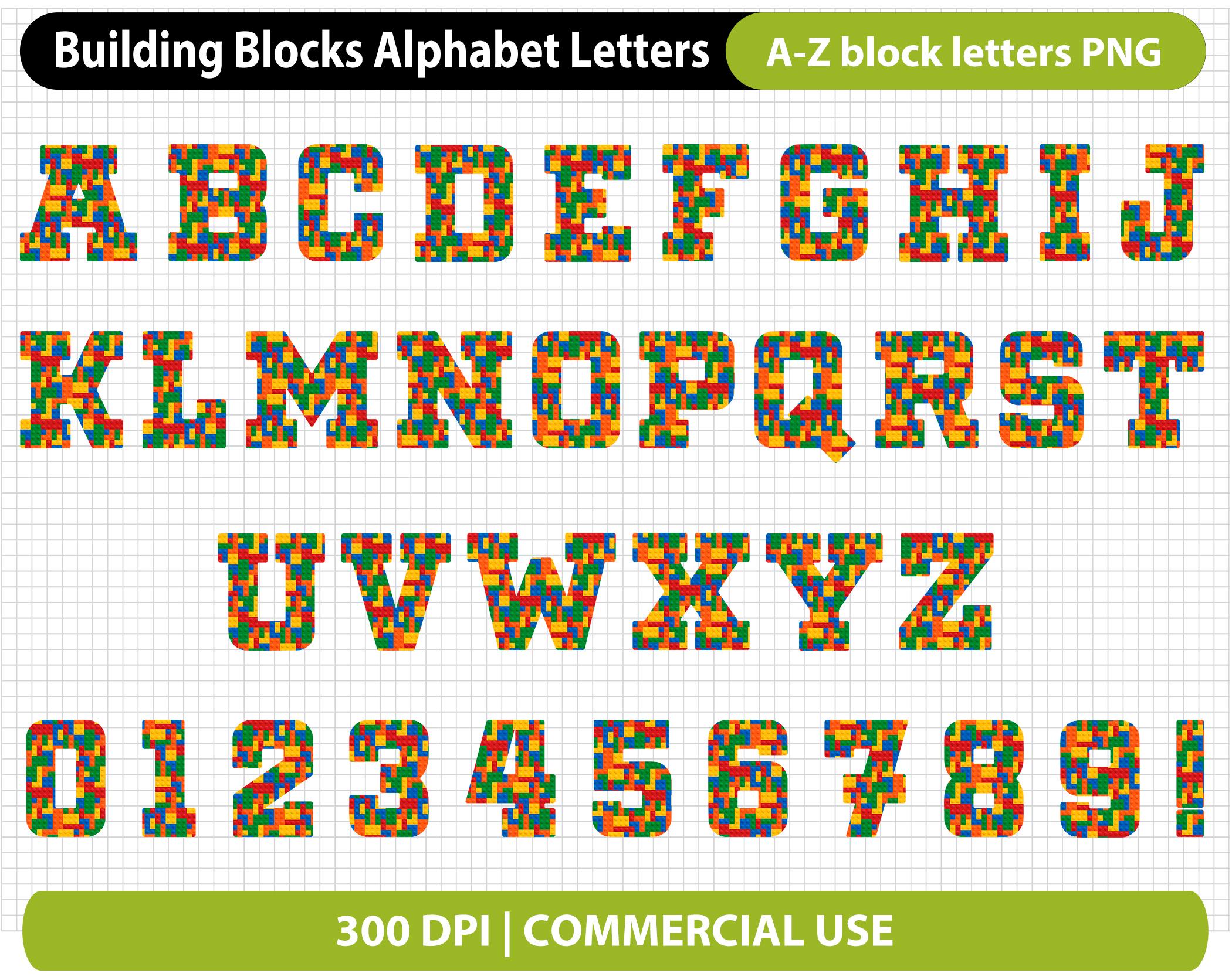 A-Z Block Letters PNG ~ Building Blocks Alphabet Letters PNG ~ Primary ...