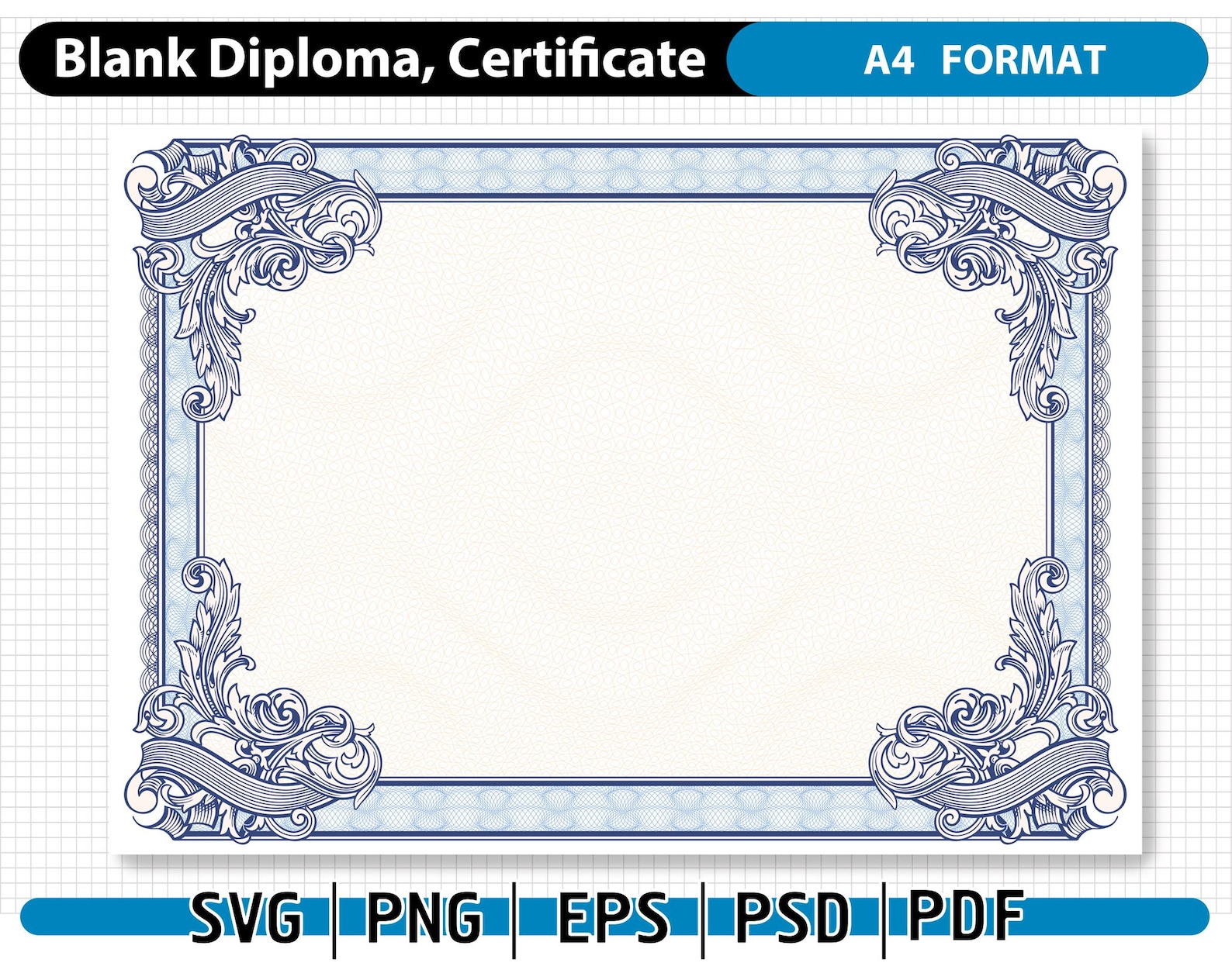 Blank Diploma, Certificate, Blank Certificate, Award Frame, Frame ...
