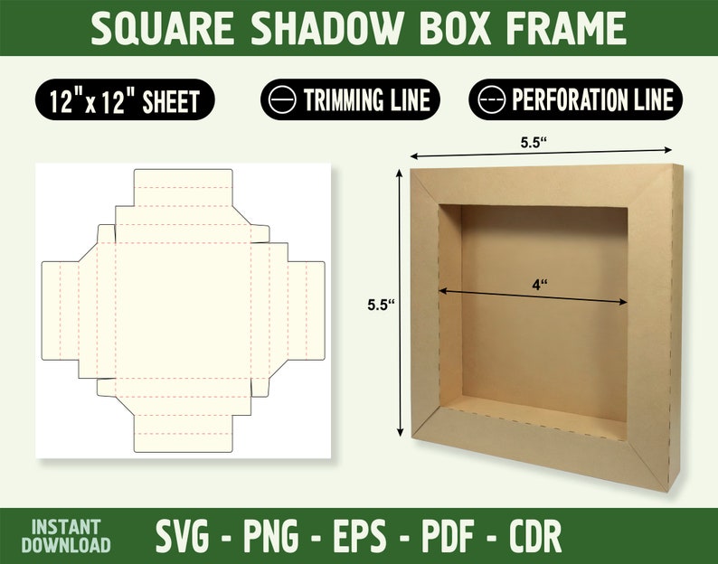 Square Shadow Box Frame SVG for Cricut, Shadow Box Template, 3D Shadow ...