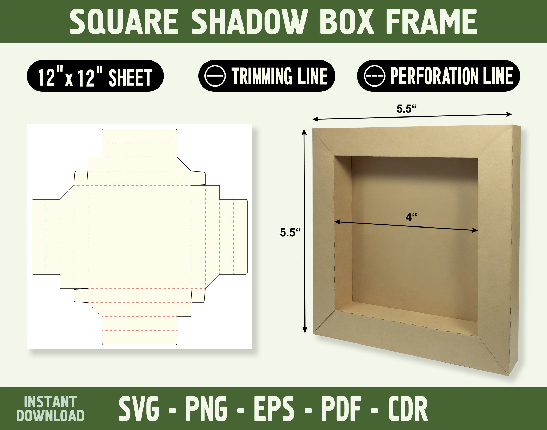 Square Shadow Box Frame SVG for Cricut, Shadow Box Template, 3D Shadow ...