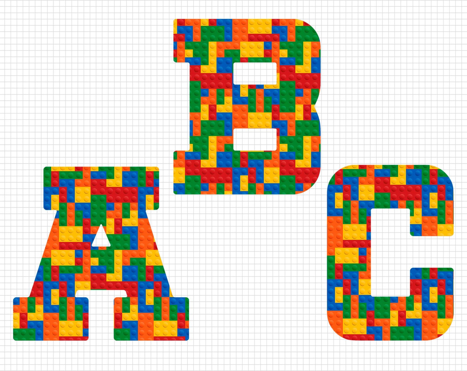 A-Z Block Letters PNG ~ Building Blocks Alphabet Letters PNG ~ Primary ...