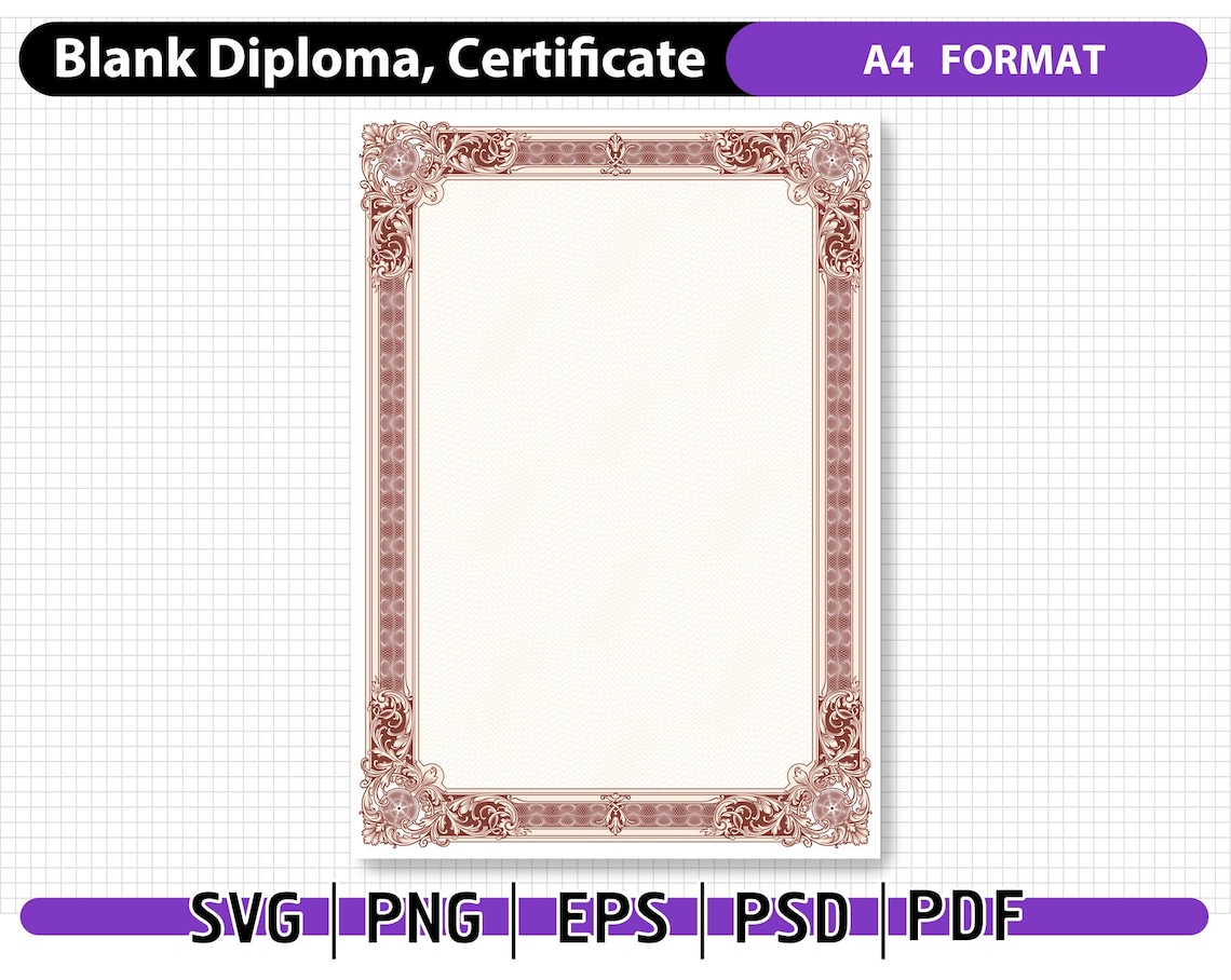 Blank Diploma, Certificate, Blank Certificate, Award Frame, Frame ...