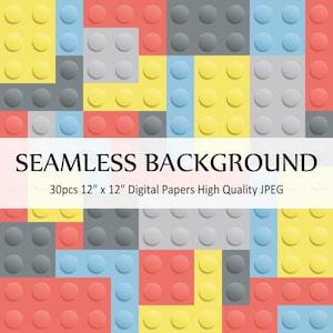 Colorful Toy Bricks Digital Papers, Colorful Building Blocks Background ...