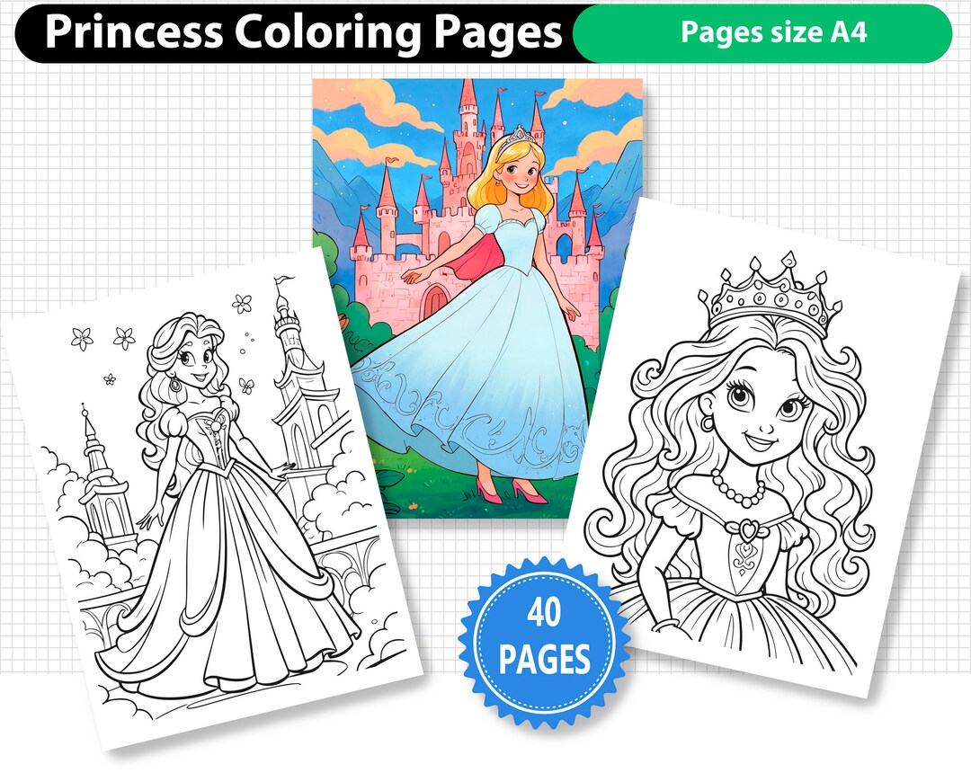 Princess Coloring Pages for Kids, 40 Coloring Pages, Princess Coloring ...