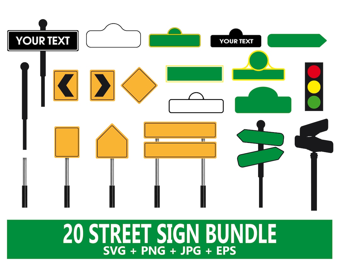 Street Sign Svg Bundle, Street Sign Png, Street Sign Name, Road Sign ...