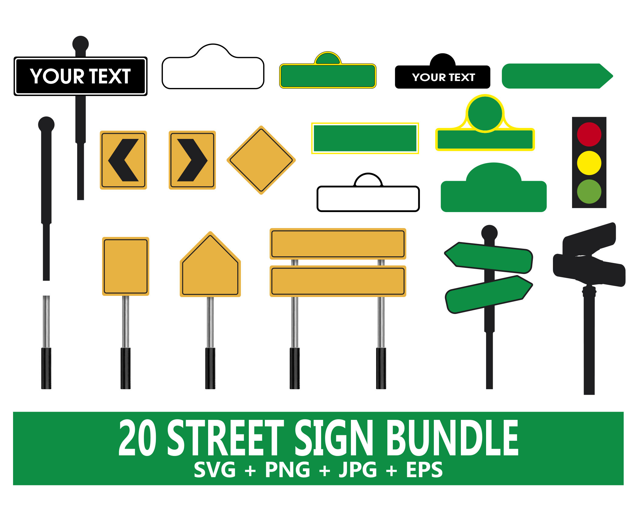 Street Sign Svg Bundle, Street Sign Png, Street Sign Name, Road Sign ...