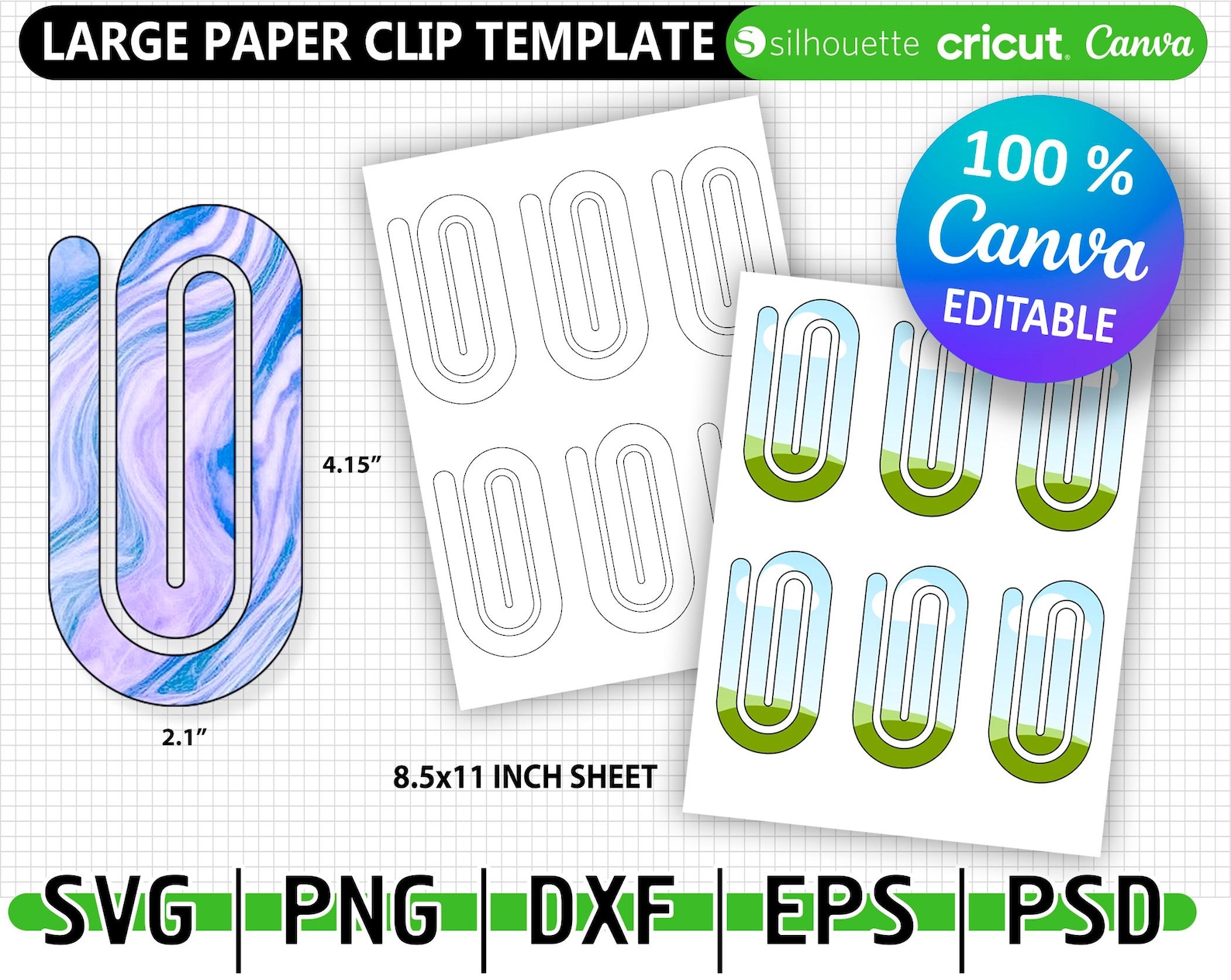 Large Paper Clip Template – Svg Png Pdf Dxf Eps | Canva Compatible ...