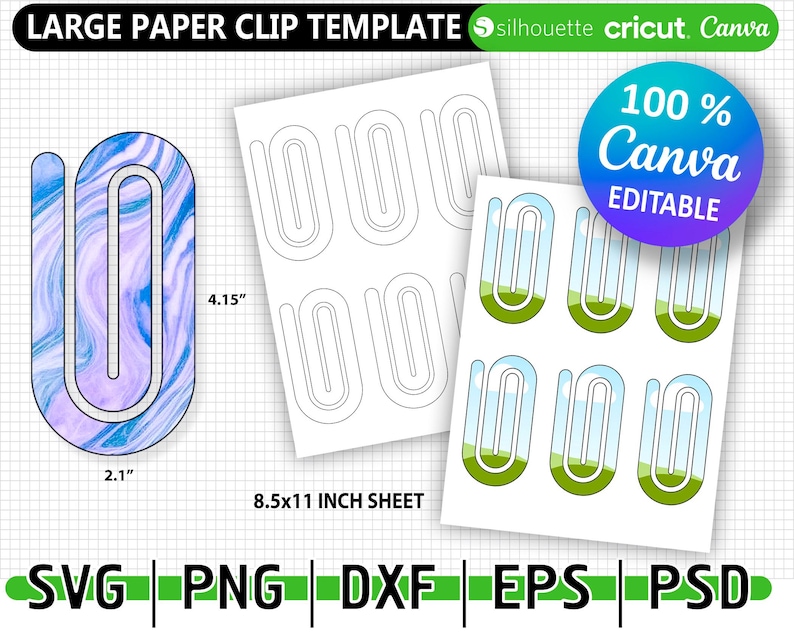 Large Paper Clip Template – Svg Png Pdf Dxf Eps | Canva Compatible ...