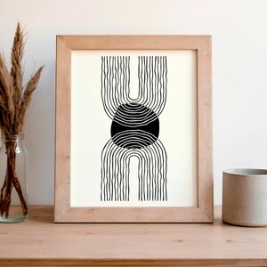Boho Art Prints, Black and White Abstract Geometric Poster, Digital Art ...