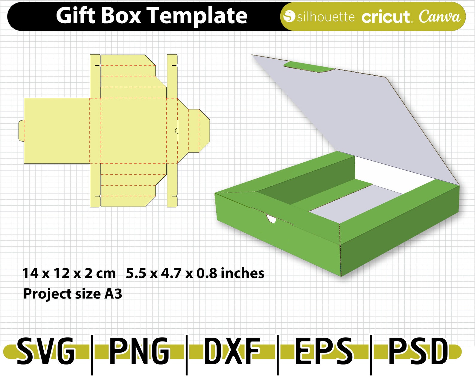 Tray Box Self Locking, Gift Box Template SVG, Box DXF, Packaging Box ...