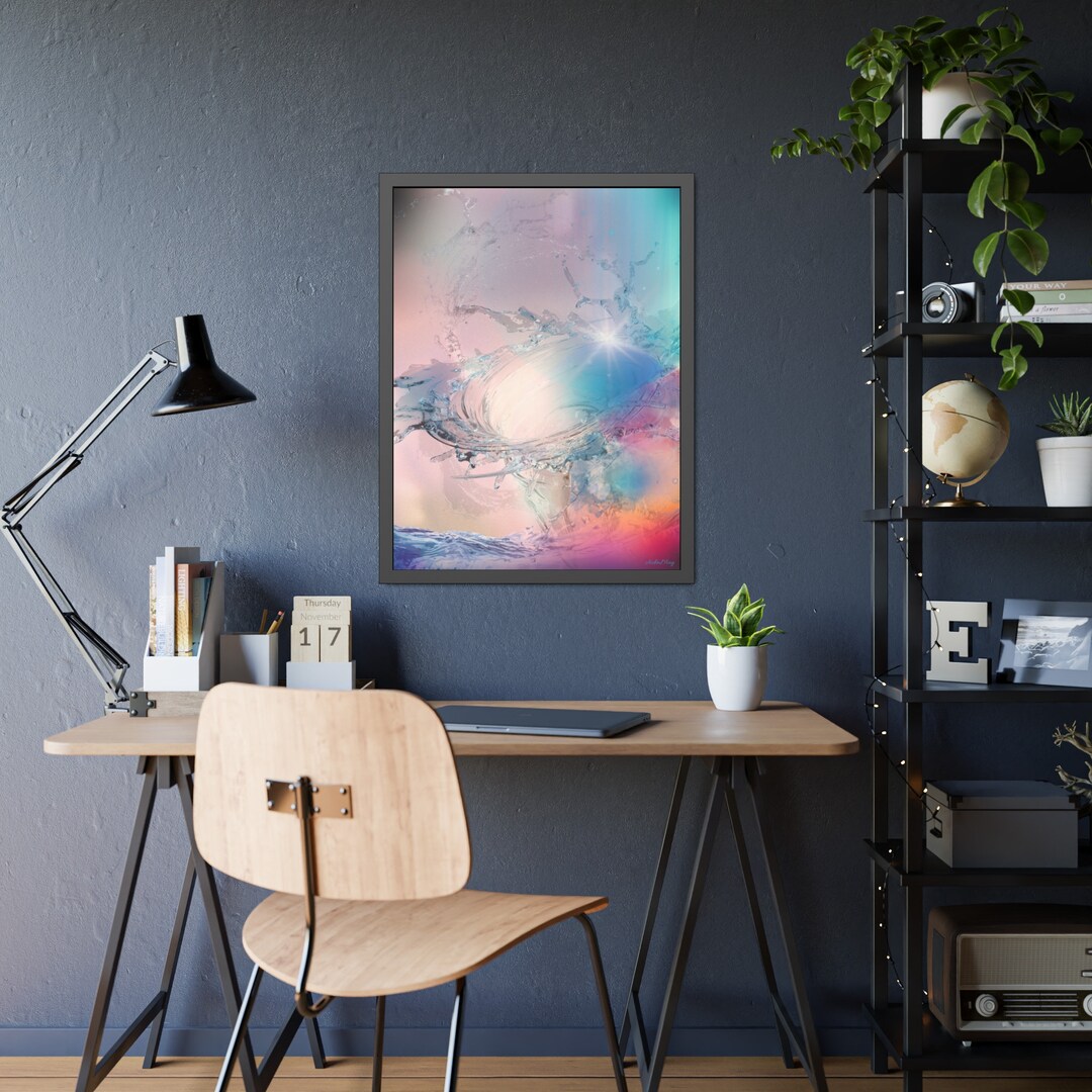 Aquatic Rapture Abstract Wall Art Designer Print Framed for Home or ...