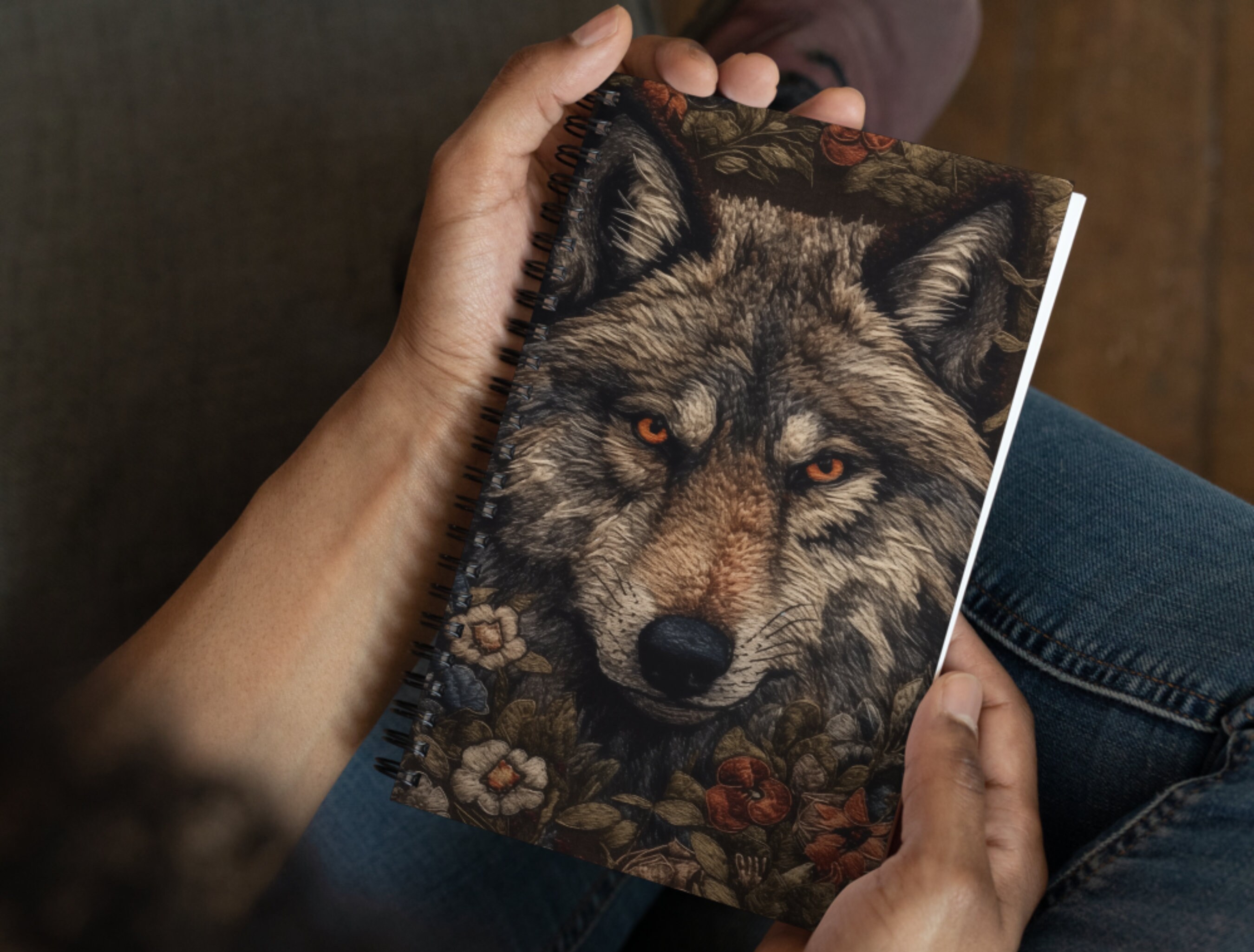 Dark Moody Wolf Notebook Dark Academia Embroider Gothic Cottagecore ...