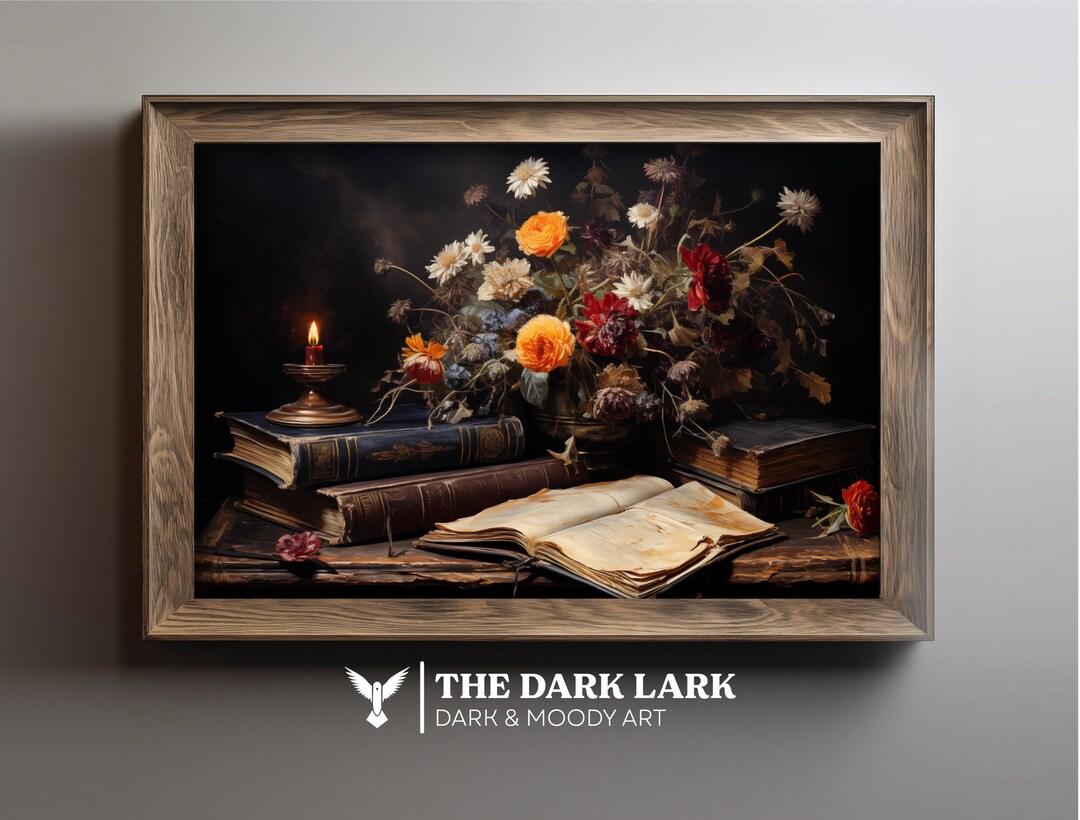 Dark and Moody Wall Art PRINTABLE Book Still Life Digital Download ...