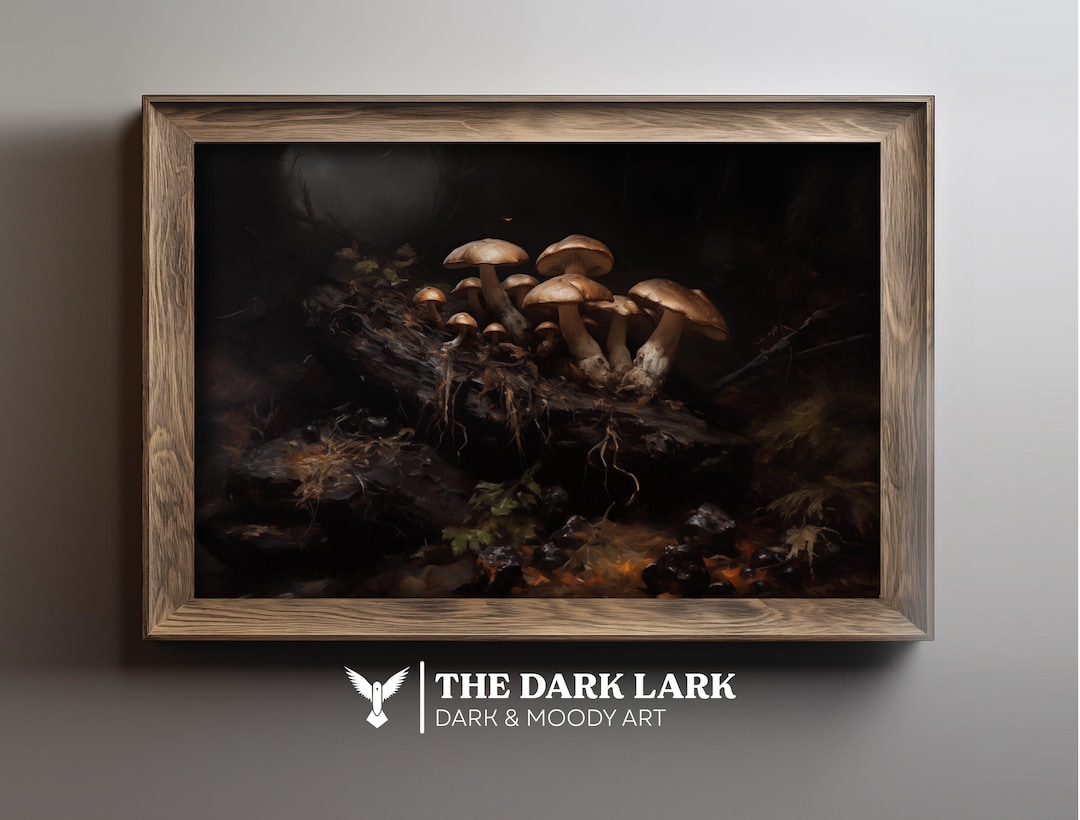 Forest Mushroom Oil Painting PRINTABLE Digital Download Wall Art, Dark ...