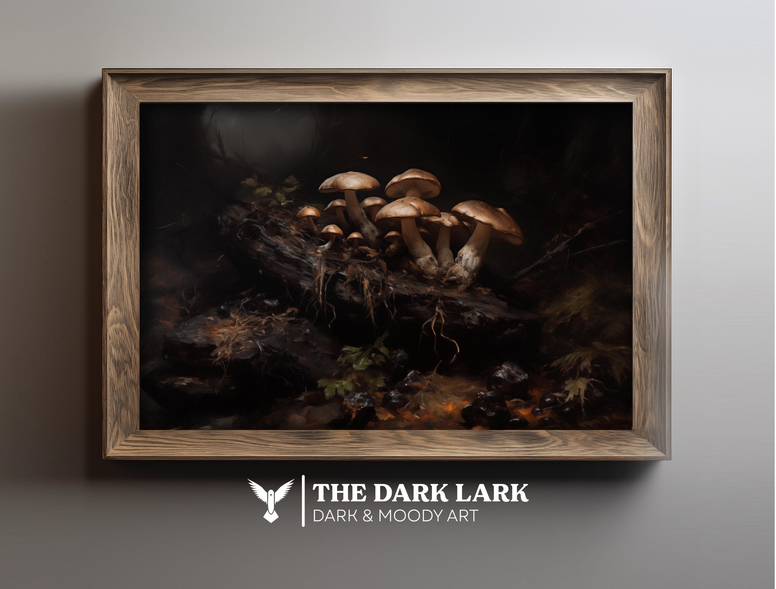 Forest Mushroom Oil Painting PRINTABLE Digital Download Wall Art, Dark ...