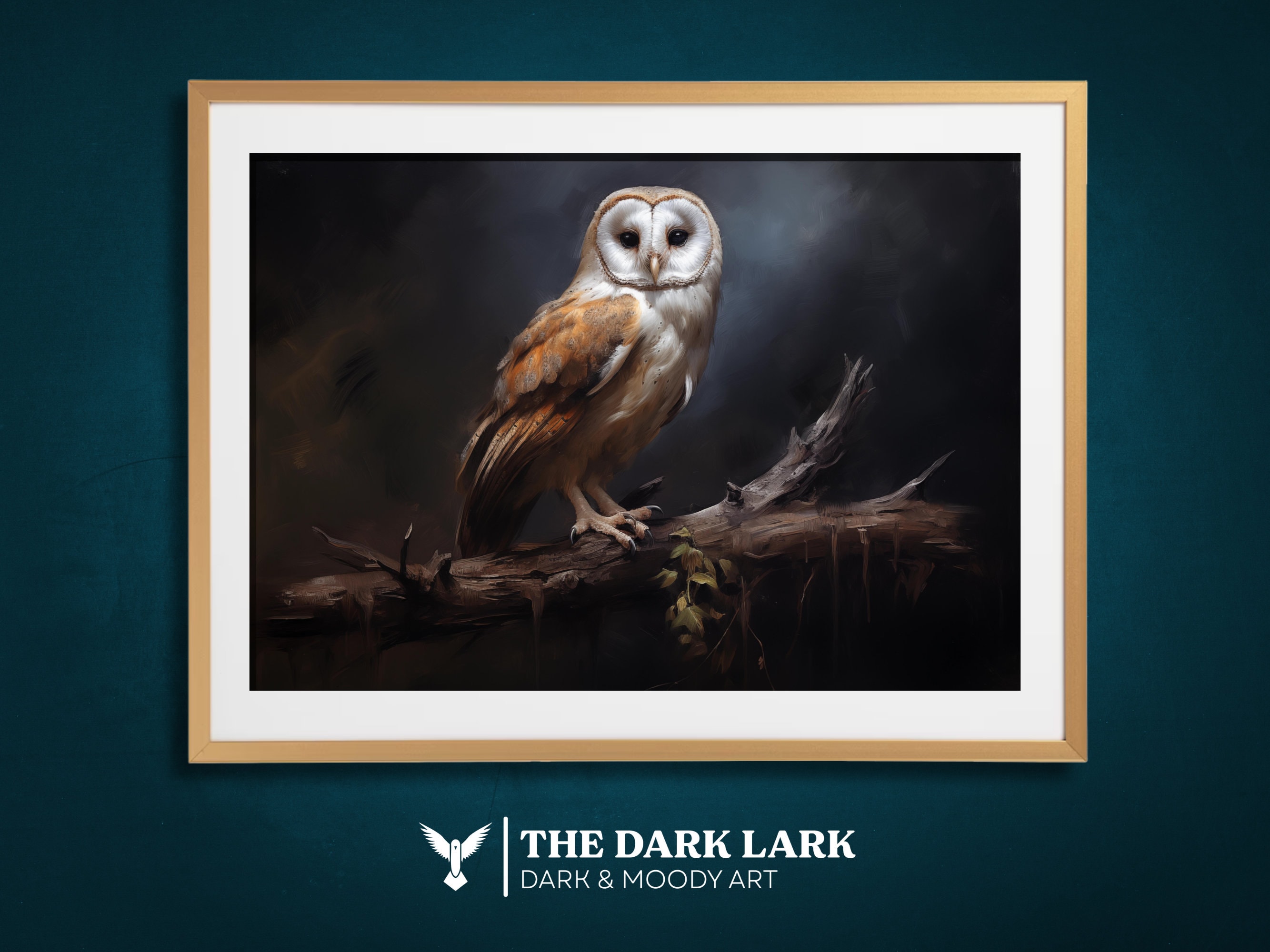 Barn Owl Painting PRINTABLE Digital Download Wall Art, Dark and Moody ...