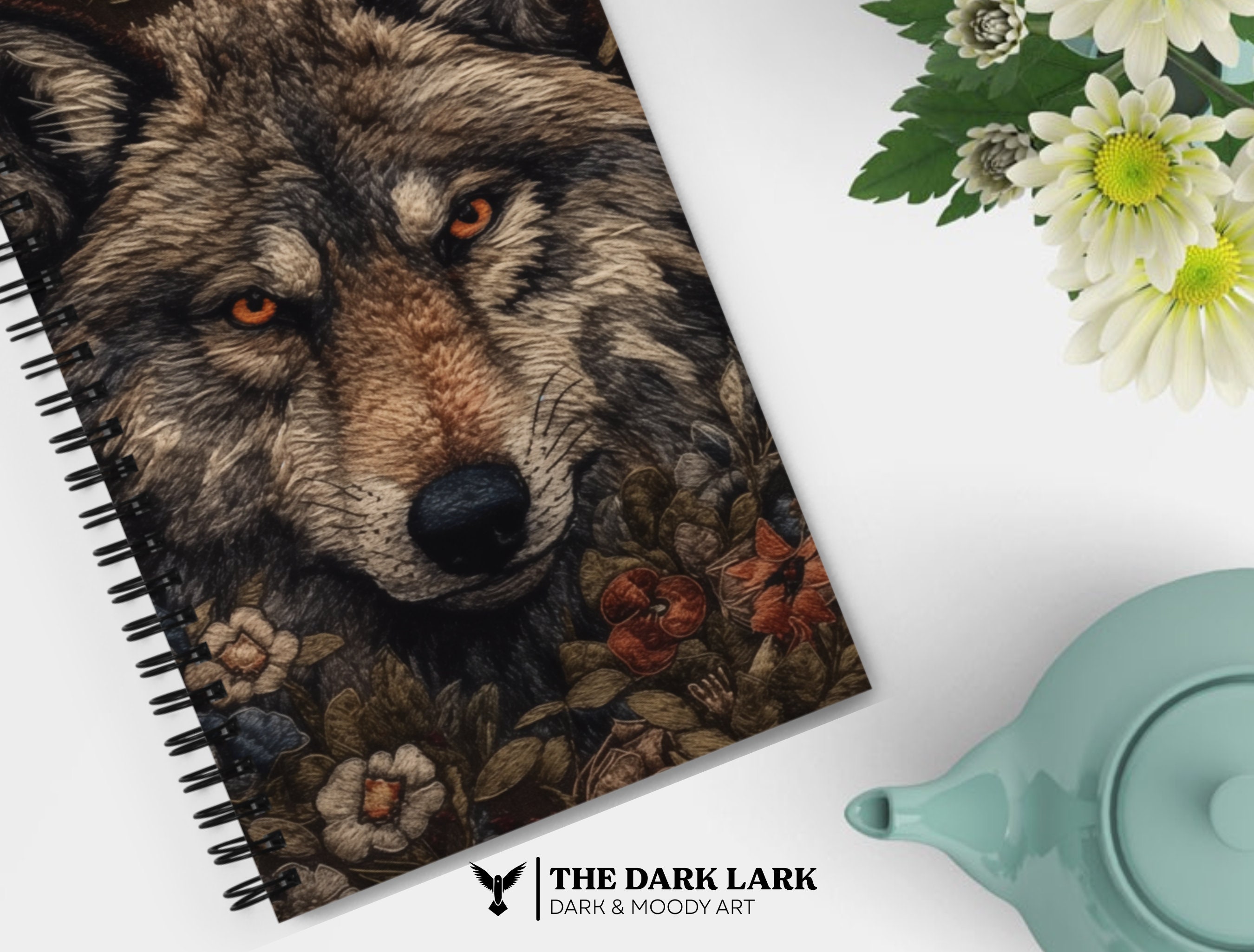 Dark Moody Wolf Notebook Dark Academia Embroider Gothic Cottagecore ...