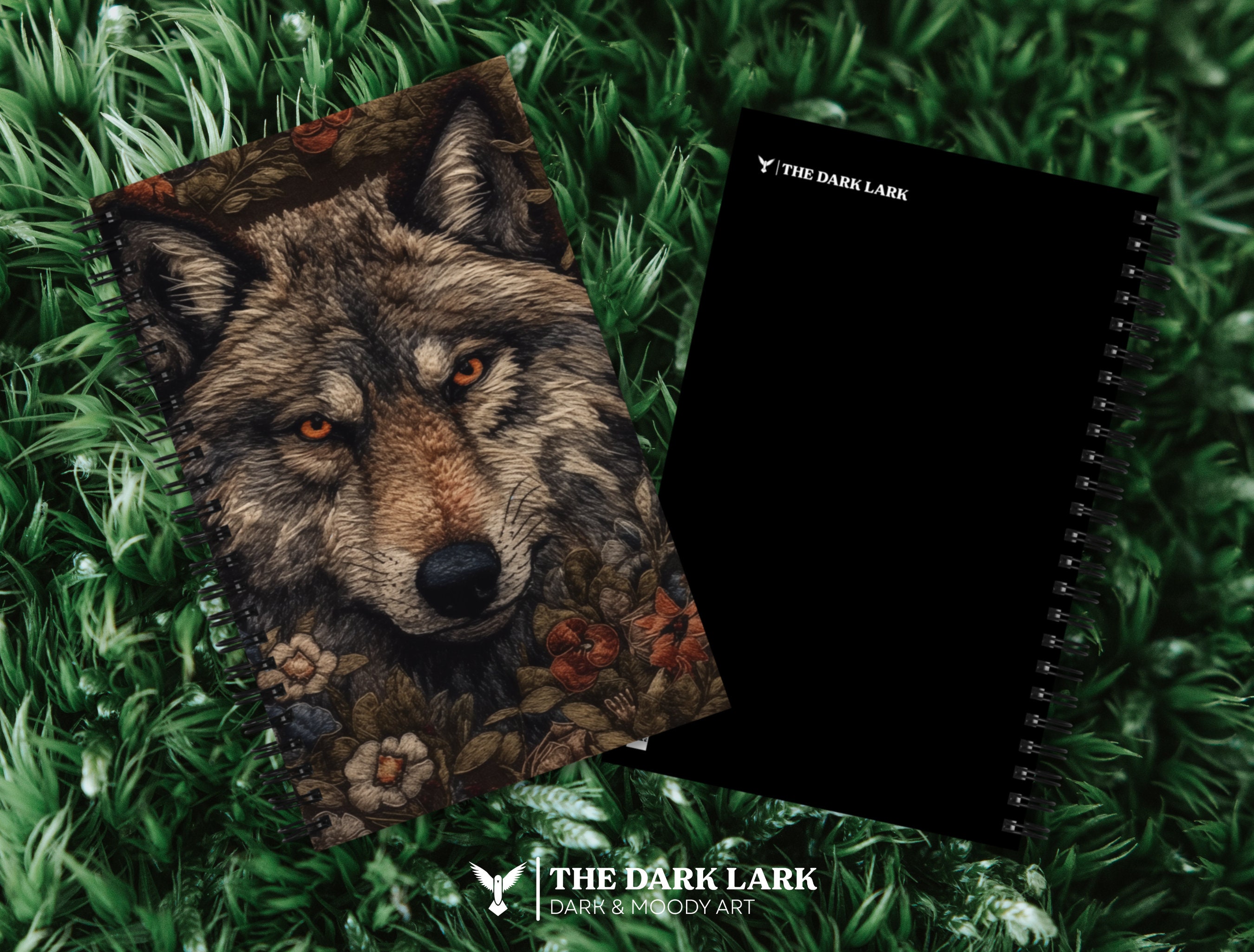 Dark Moody Wolf Notebook Dark Academia Embroider Gothic Cottagecore ...