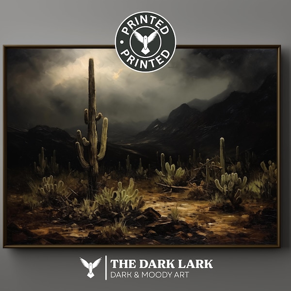 Dark Cactus Painting - Etsy UK
