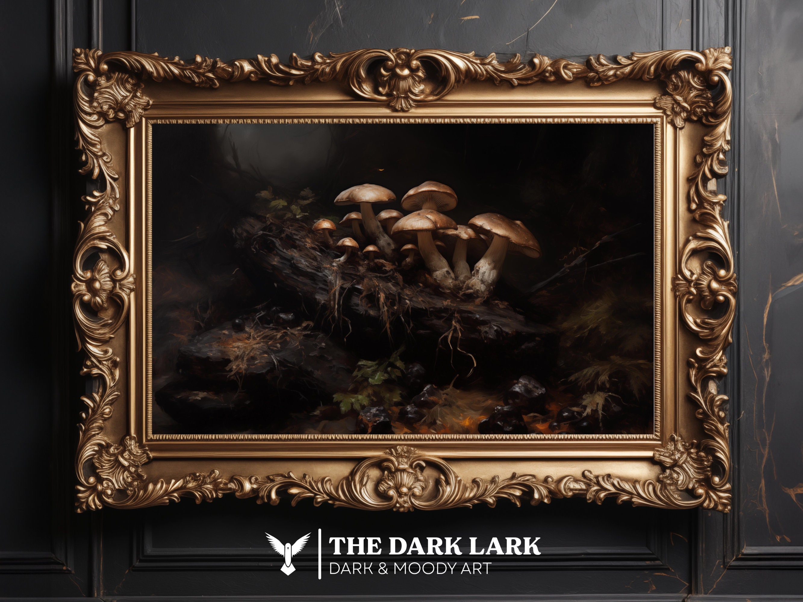 Forest Mushroom Oil Painting PRINTABLE Digital Download Wall Art, Dark ...