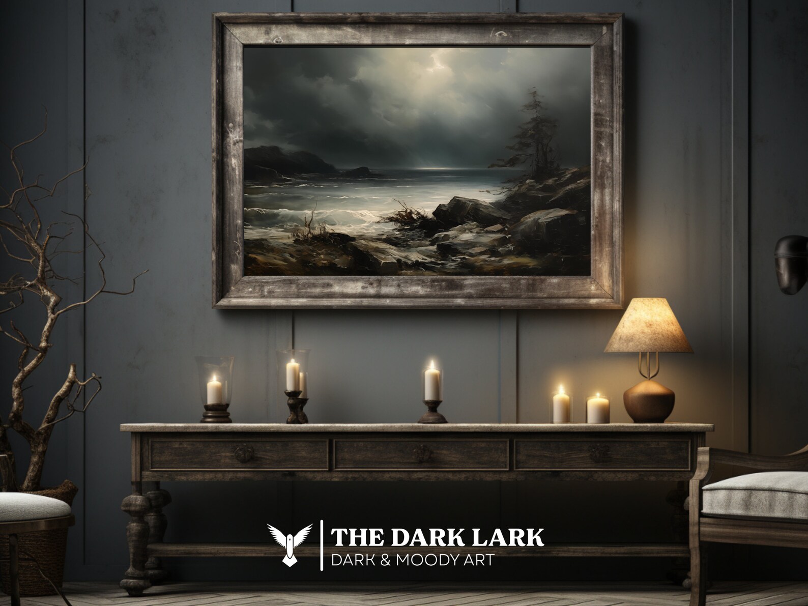 Night Ocean Oil Painting PRINTABLE Digital Download Wall Art, Dark ...