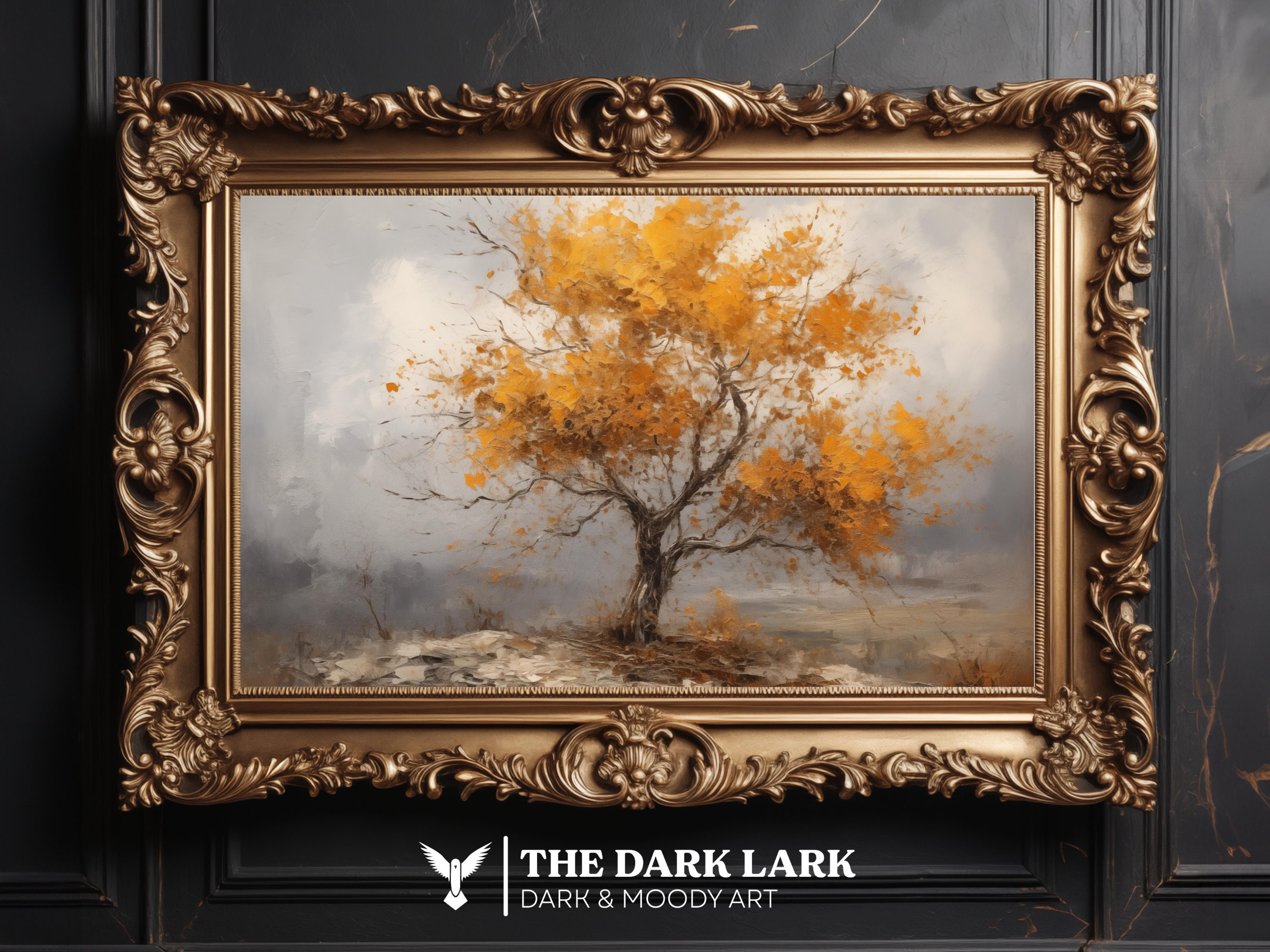 Autumn Tree Oil Painting PRINTABLE Digital Download Wall Art, Dark ...