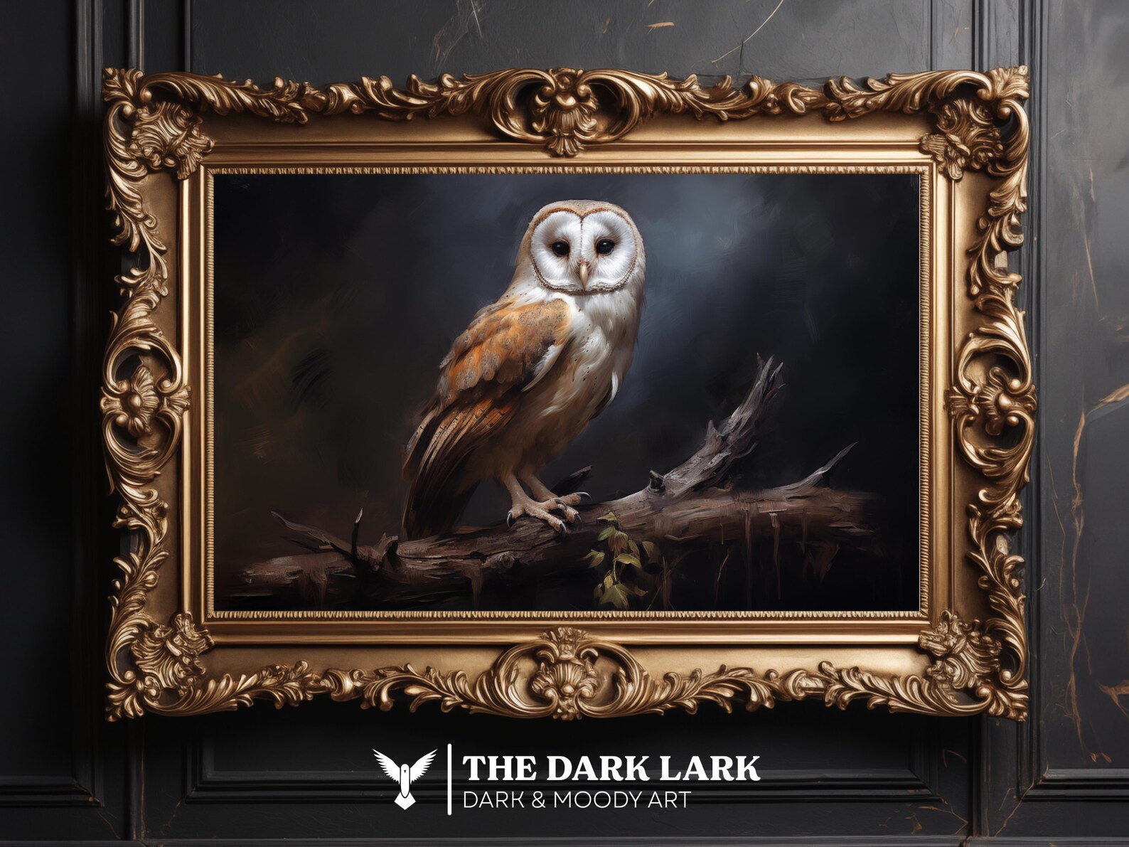 Barn Owl Painting PRINTABLE Digital Download Wall Art, Dark and Moody ...