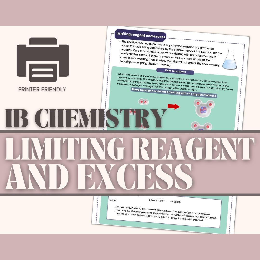 IB Chemistry Notes | Limiting Reagent & Excess - Etsy