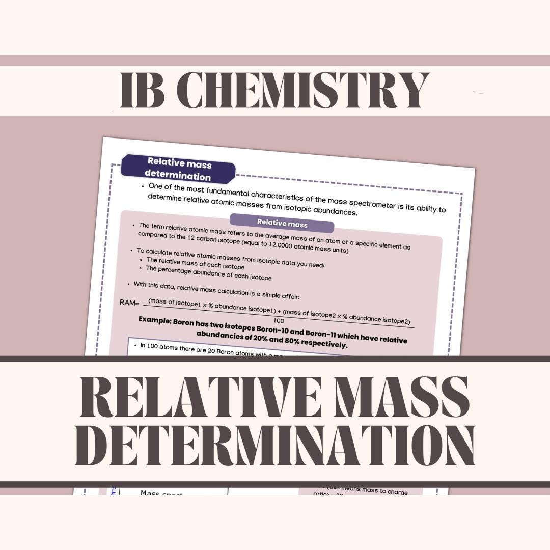IB Chemistry Notes | Relative Mass Determination From Isotopic Data - Etsy