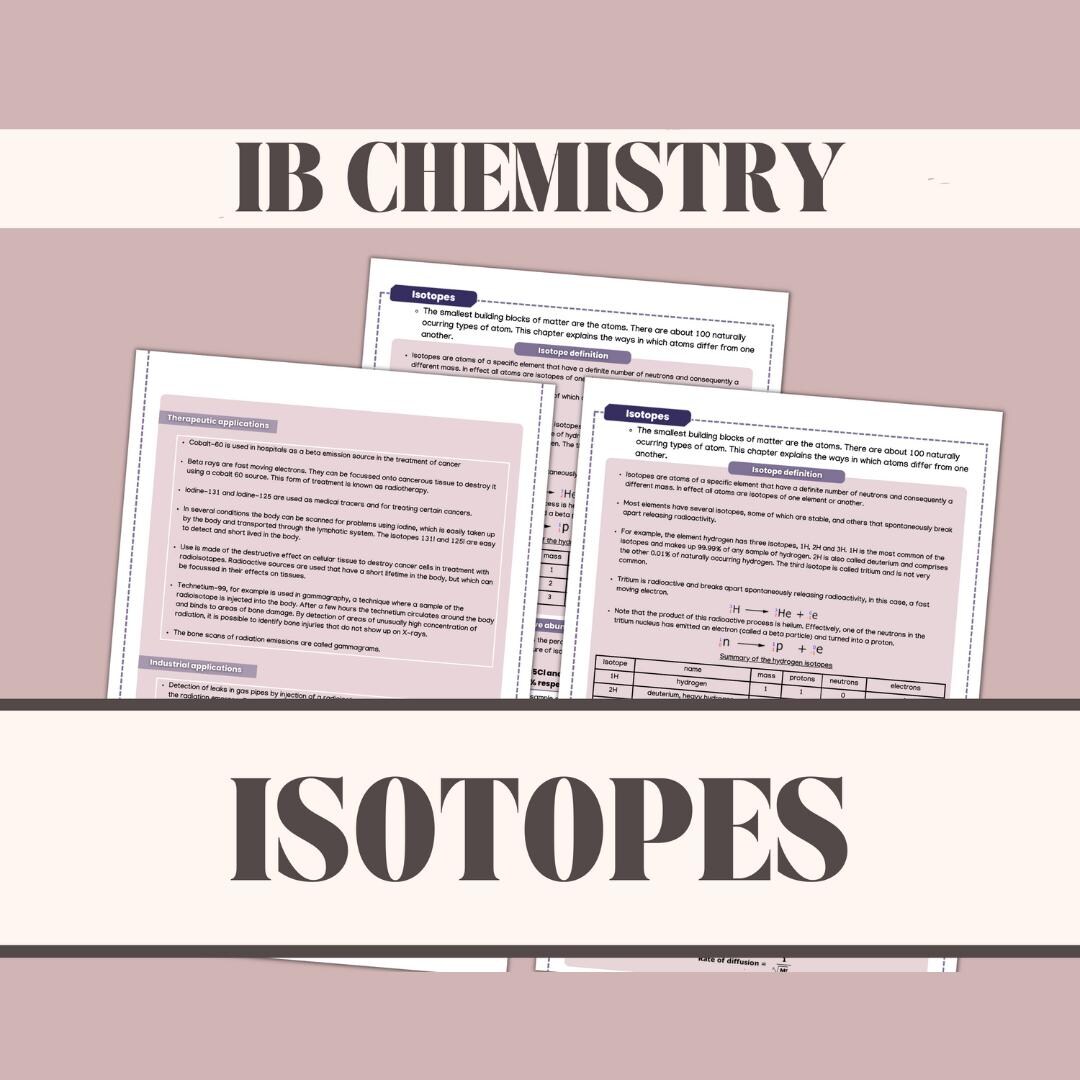 IB Chemistry Notes | Comprehensive Guide for Isotopes - Etsy