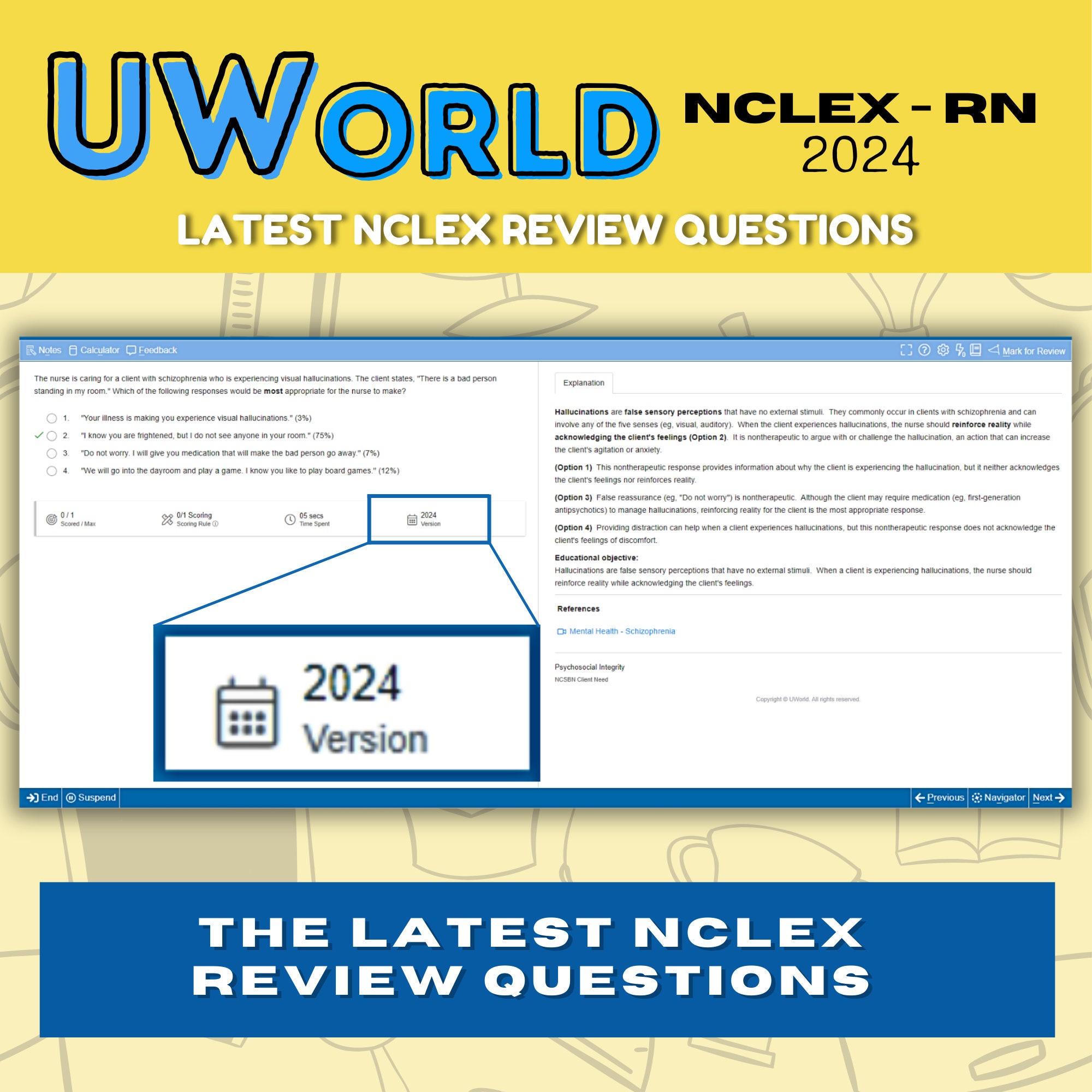 Complete Uworld NCLEX-RN 2024 Mental Health Questions Digital Download PNG - Etsy