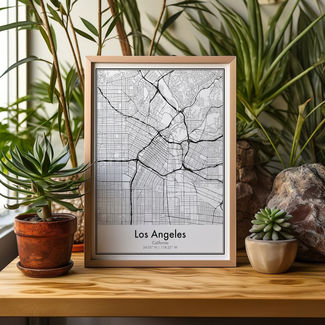 Los Angeles Map Poster, Minimalist Map, Map Print of Los Angeles, Los ...