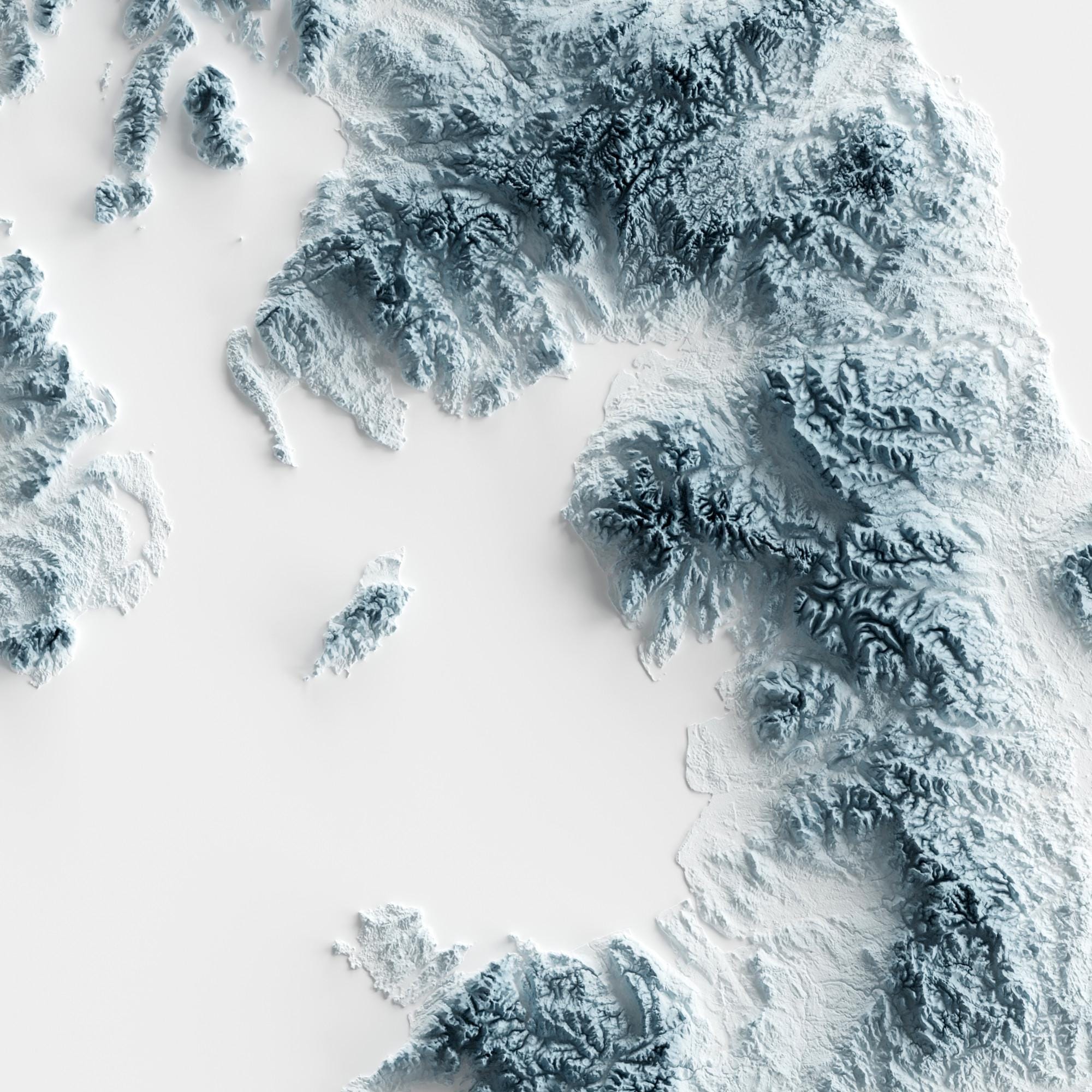 United Kingdom Minimalist Relief Map Print - Topographic Map - Etsy