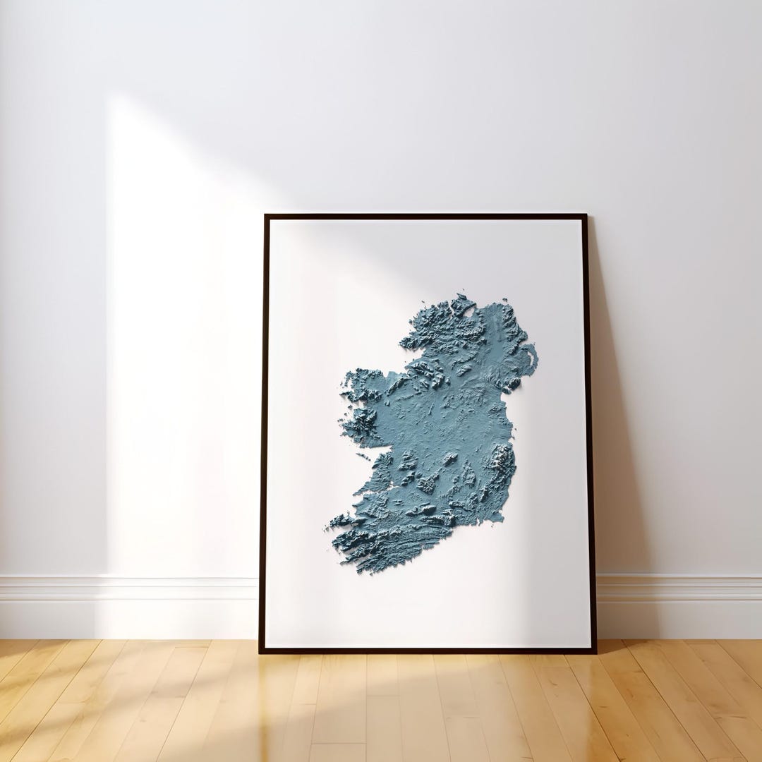 Ireland Relief Map Print - Topographic Map Art of Ireland - Etsy