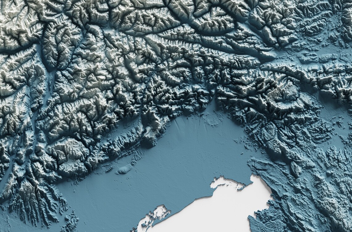 Alps Shaded Relief Map Print Topographic Map Art Terrain Relief ...