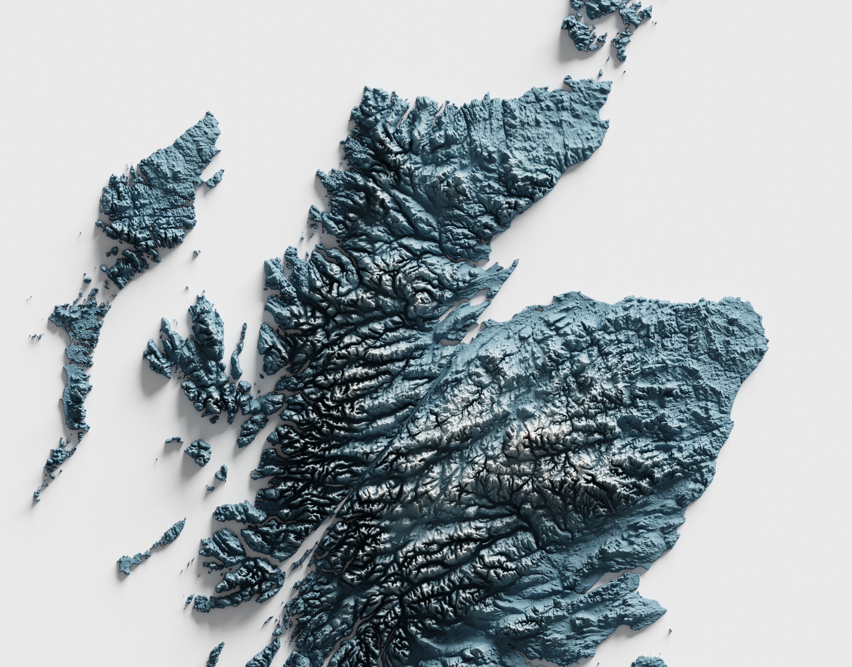 United Kingdom Minimalist Relief Map Print Topographic Map Art Terrain ...