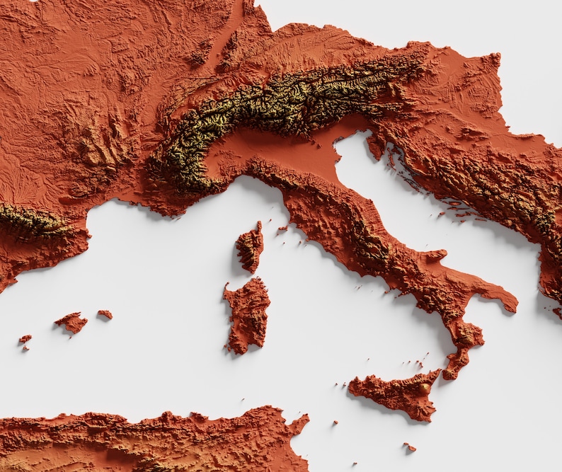 Roman Empire Minimalist Relief Map Print Topographic Map Art Terrain ...