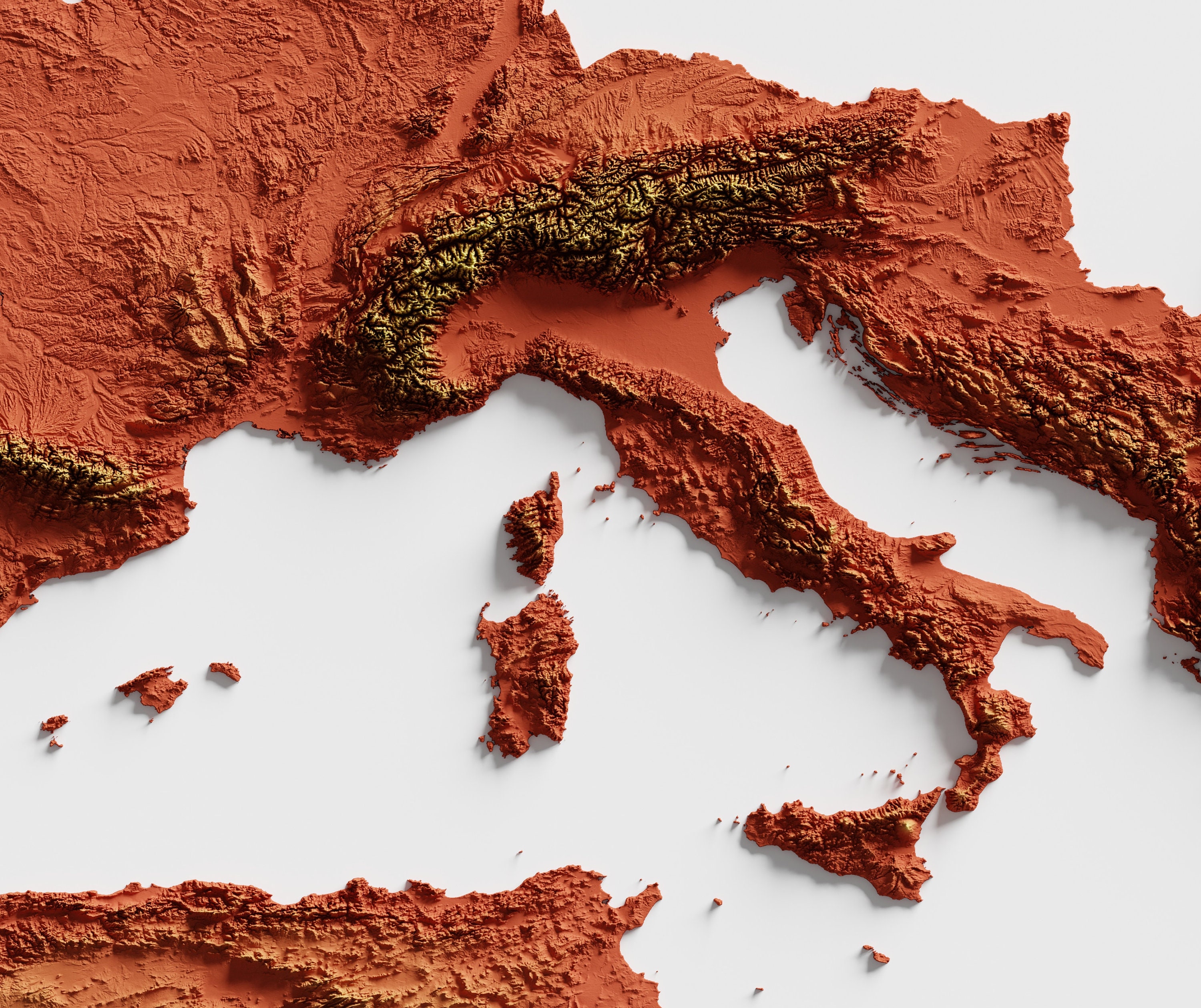 Roman Empire Minimalist Relief Map Print Topographic Map Art Terrain ...